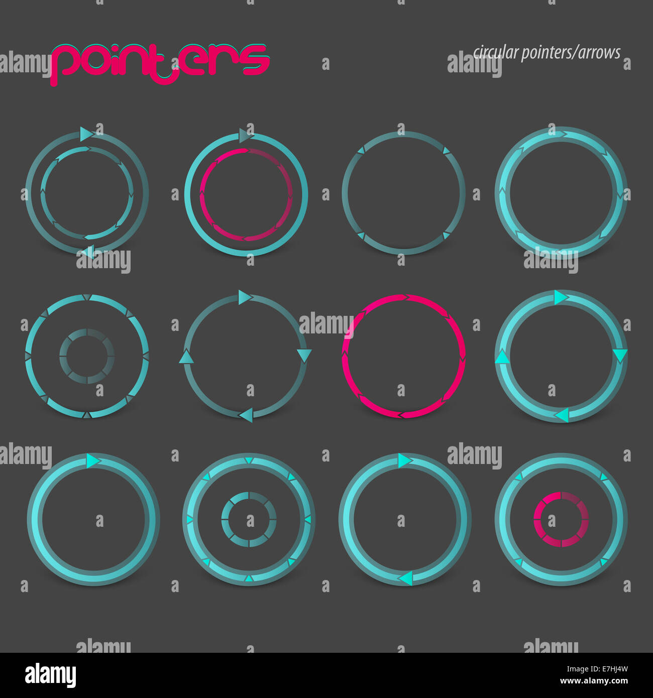 new set of circular pointers and arrows. web technology icons Stock ...