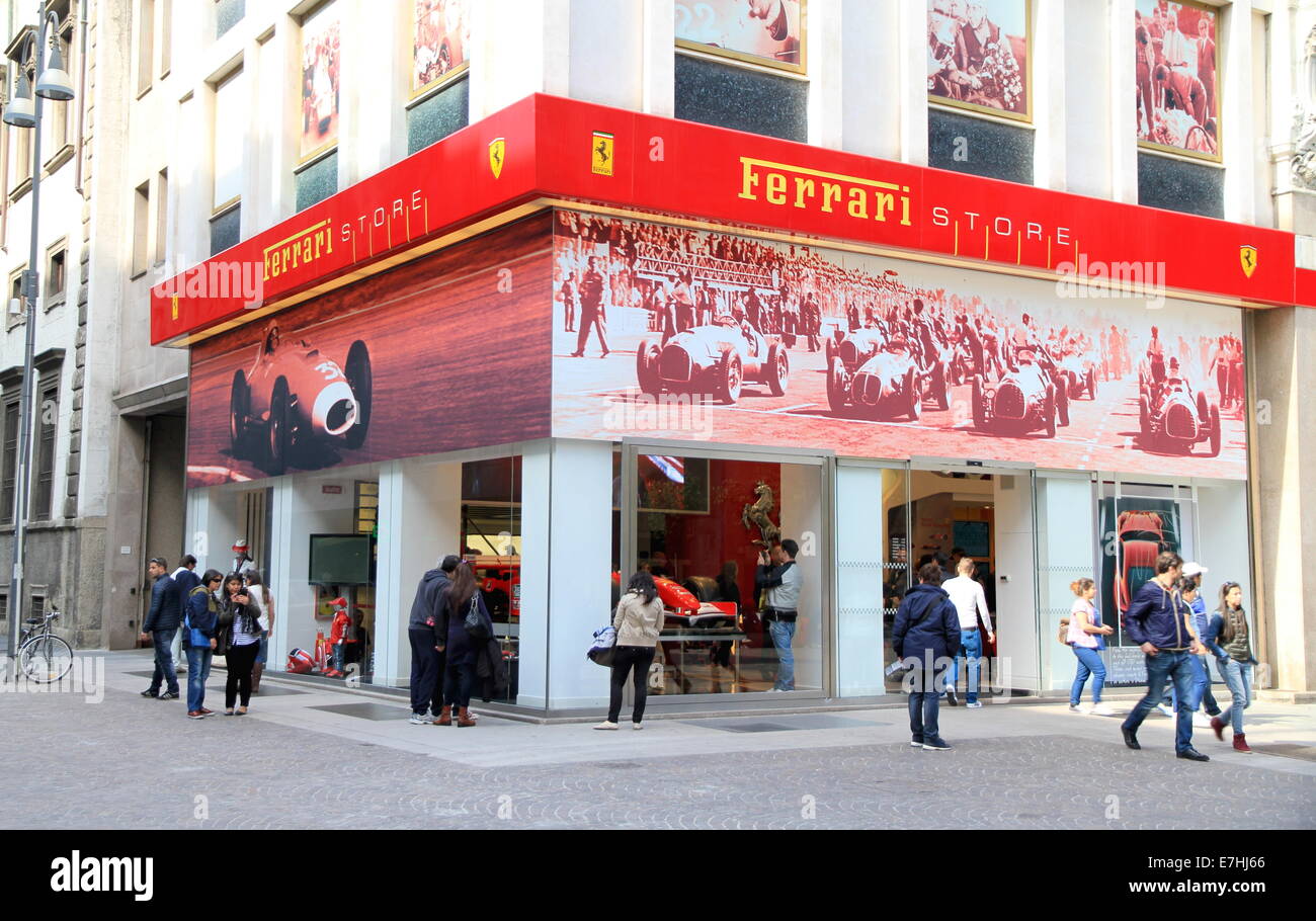 People outside the Ferrari Store in Milan, Italy Stock Photo - Alamy