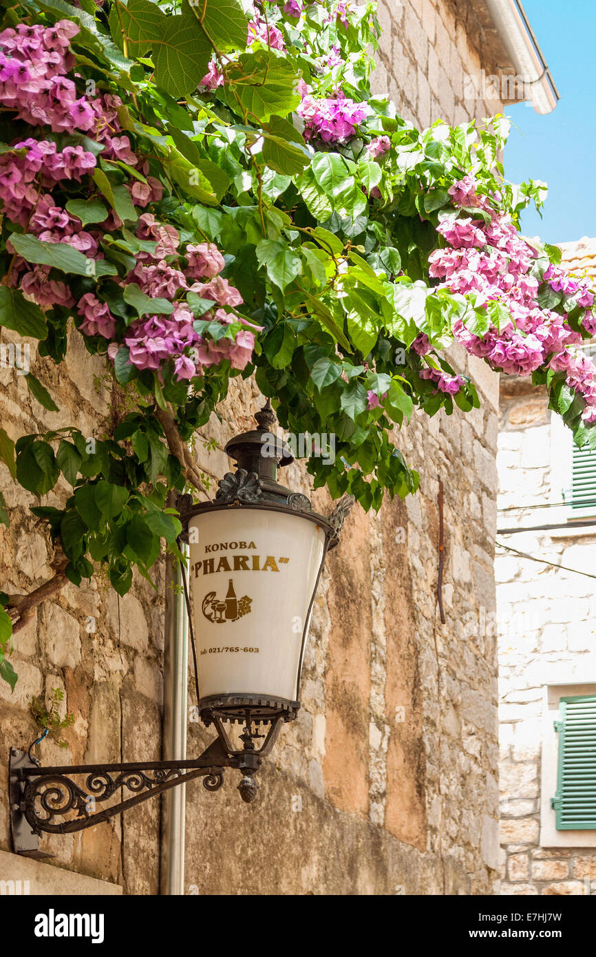 Lamp of Pharia restaurant in Stari Grad, Hvar island, Croatia Stock ...
