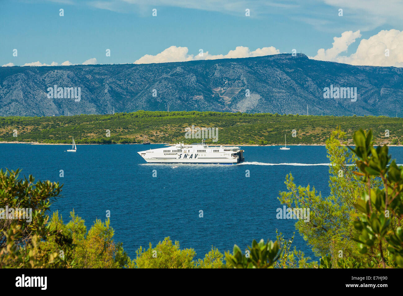 SNAV ferryboat in Stari Grad Bay, Hvar island, Croatia Stock Photo - Alamy