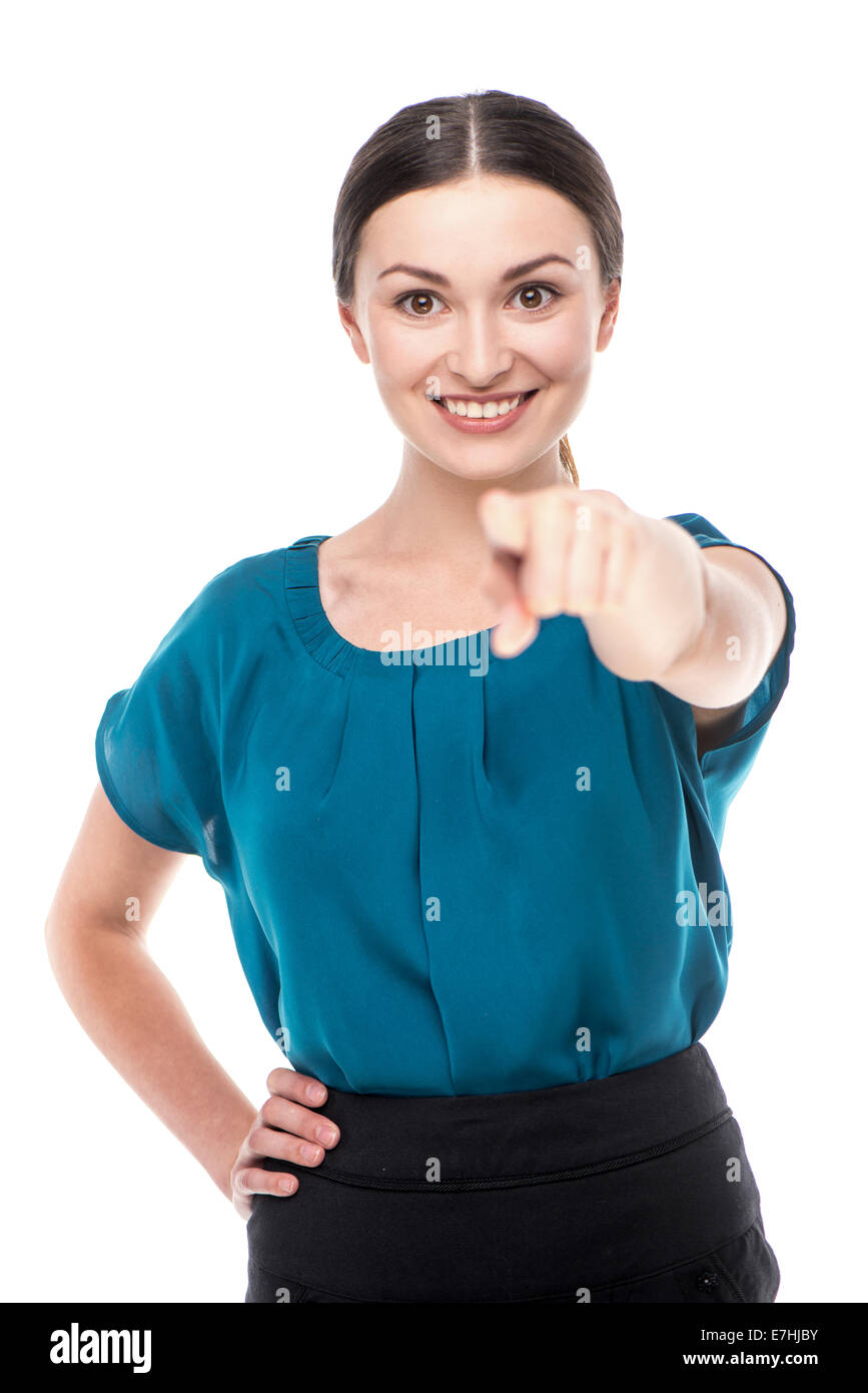 Attractive businesswoman pointing hand hi-res stock photography and ...