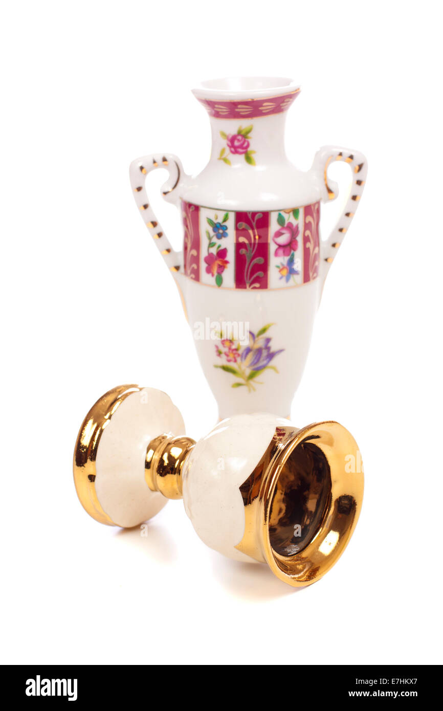 One cup and one vase isolated over white background Stock Photo - Alamy