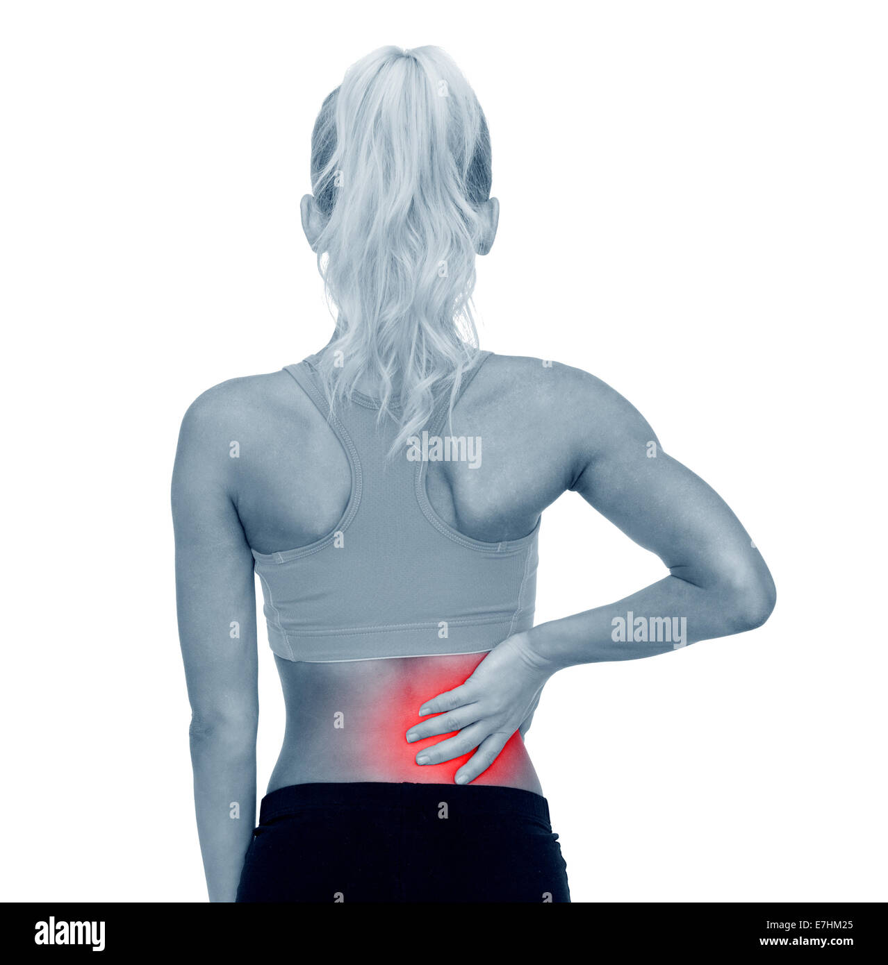 sporty woman touching her back Stock Photo - Alamy