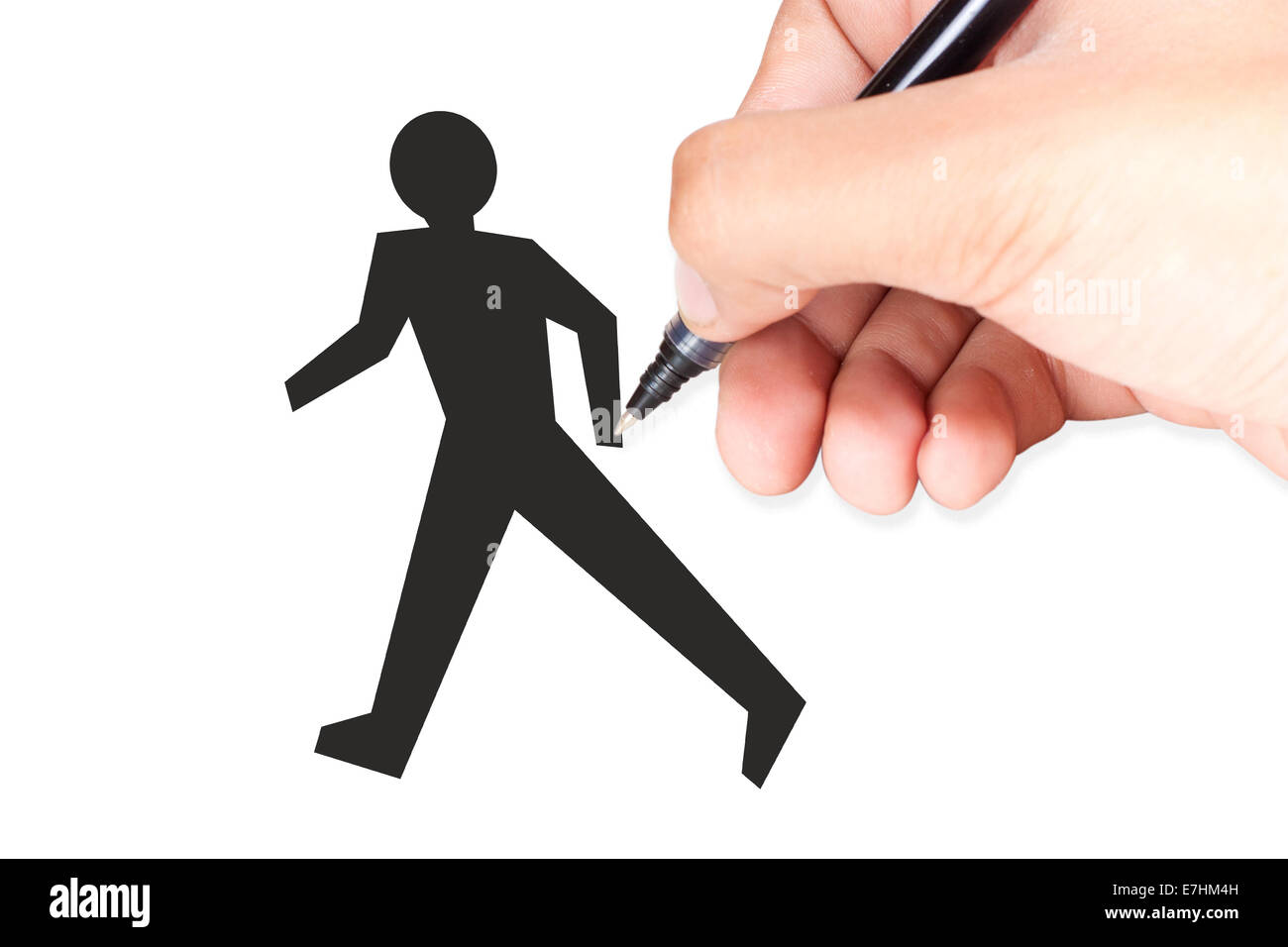 Hand isolated on white with clipping path drawing a man - person on ...