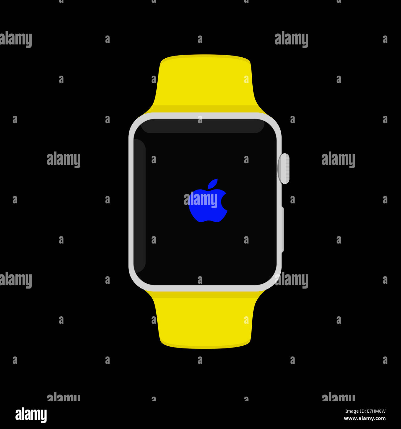 Apple Watch Sport displaying logo, flat design illustration Stock Photo ...