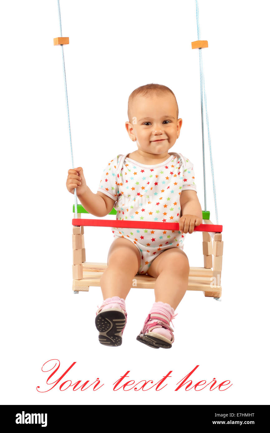 Happy baby girl swaying, isolated on white background Stock Photo - Alamy