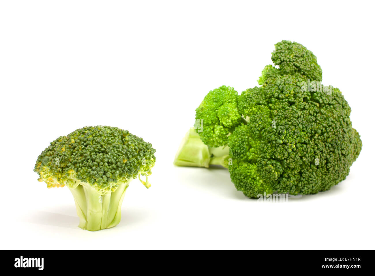 Two pieces of broccoli isolated over white background Stock Photo - Alamy