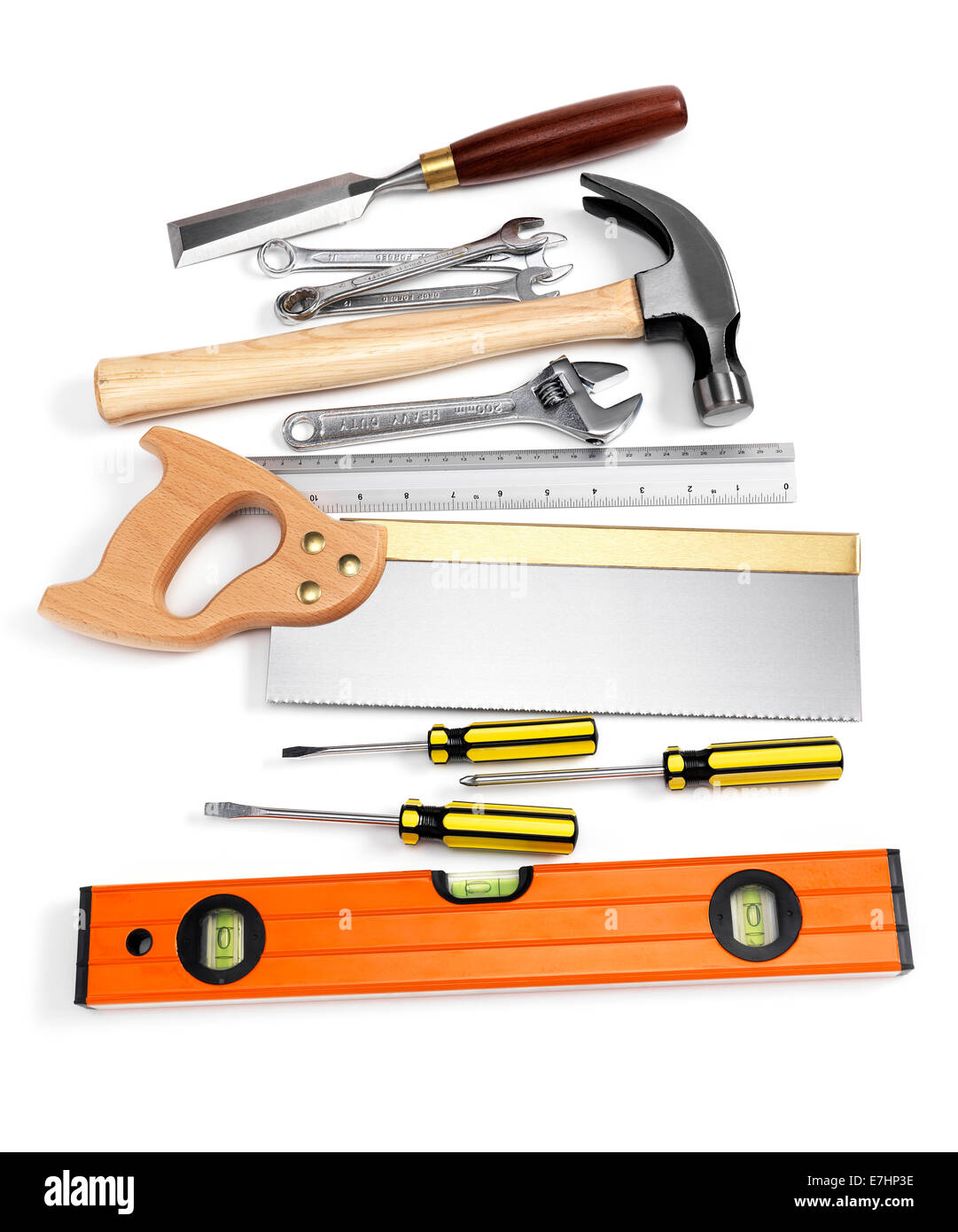 Selection of work tools isolated on a white background Stock Photo - Alamy