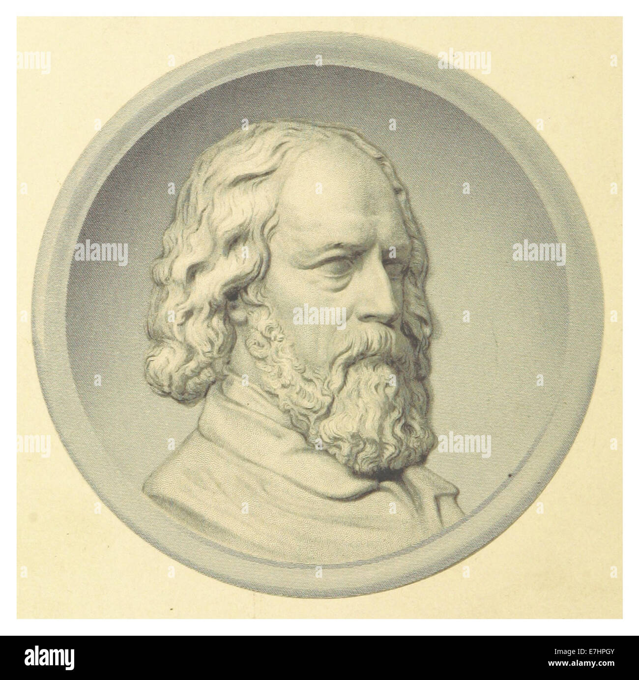 A portrait of Alfred Tennyson, engraved by J.H. Baker from a medallion ...
