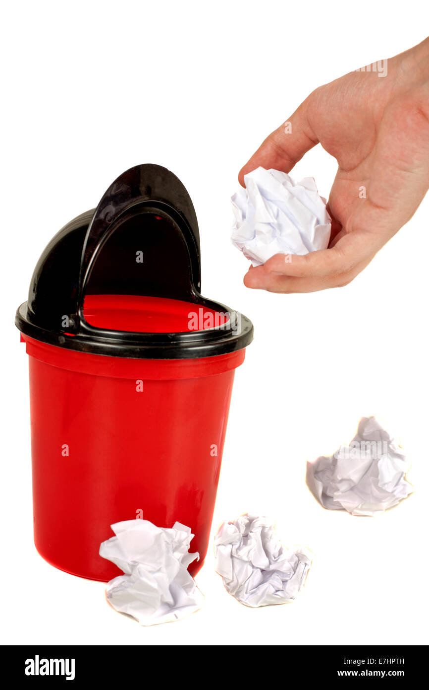 Hand bin waste paper Cut Out Stock Images & Pictures - Alamy