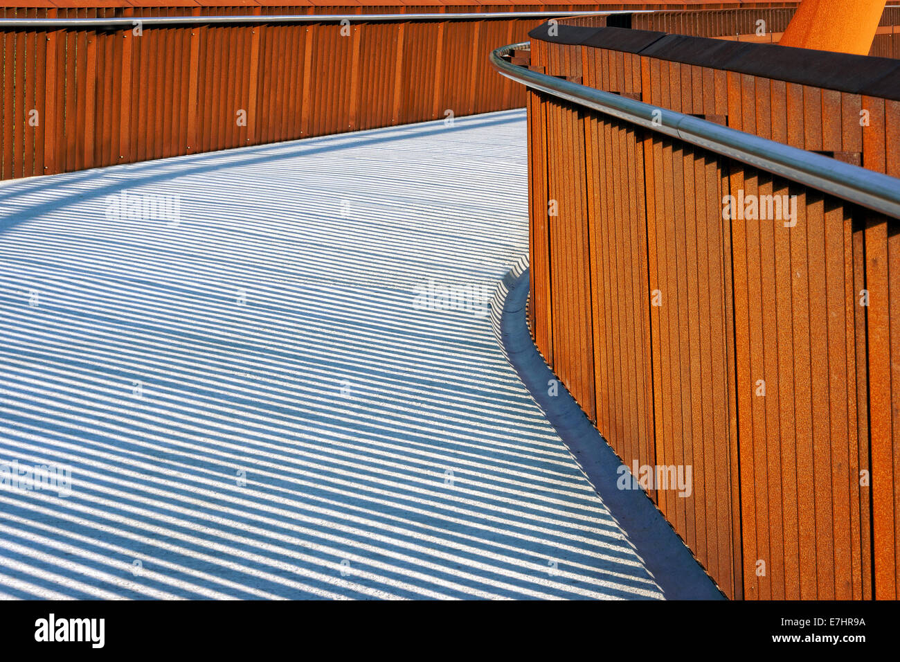 pedestrian bridge with handrail and shadows Stock Photo - Alamy