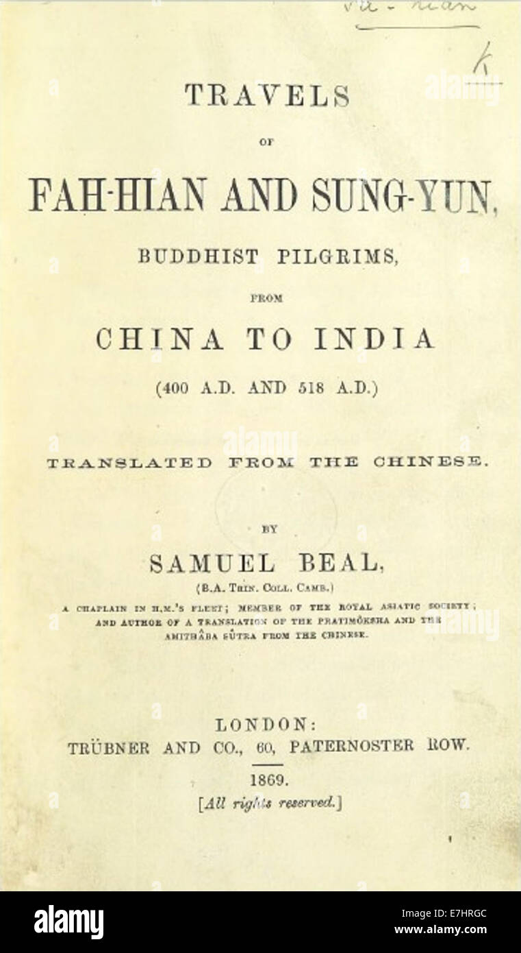 This 1869 illustration by Beal depicts the travels of Buddhist pilgrims ...
