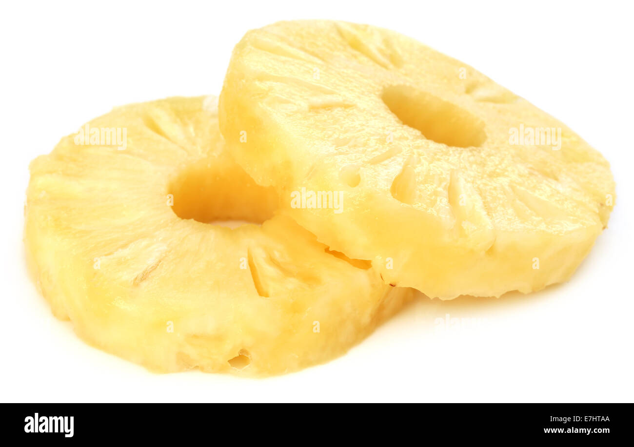 Sliced Pineapple over white background Stock Photo - Alamy