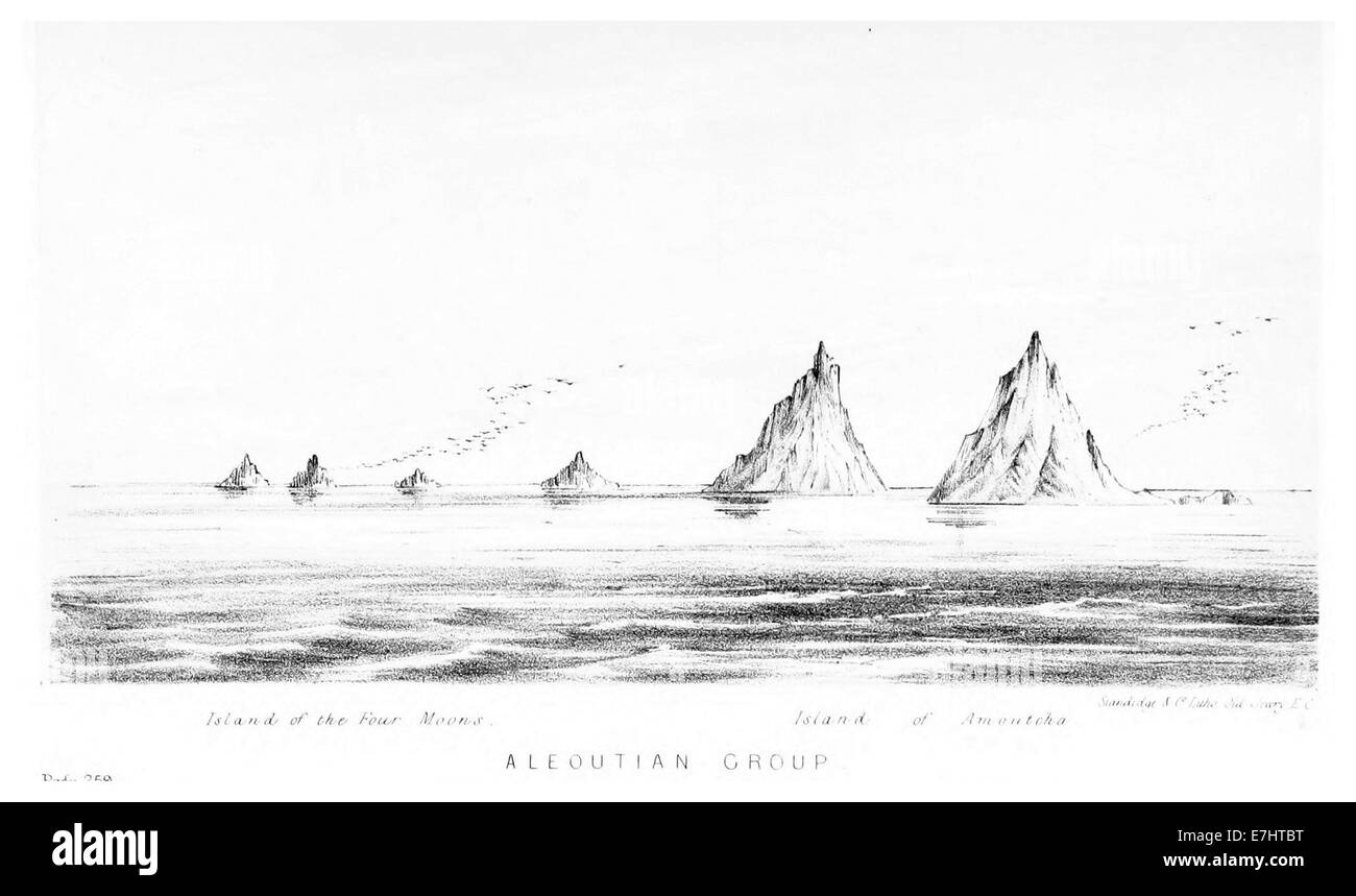 This illustration and map from a 1860 publication depict the Aleutian ...