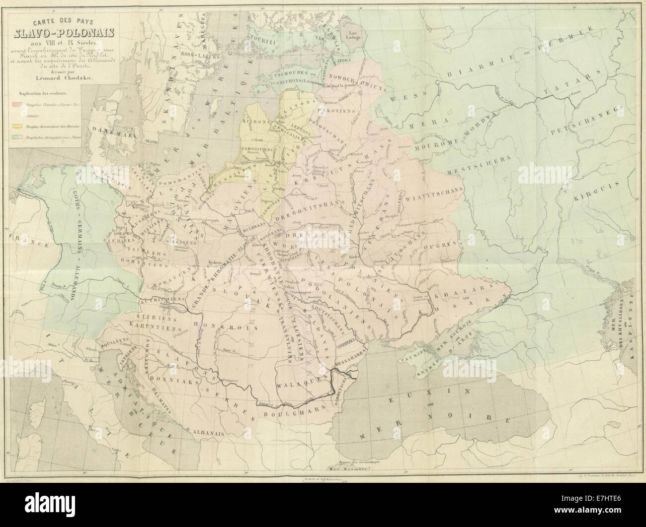 An 1861 map by Chodzko titled 'Carte des Pays Slavo-Polonais aux VIII ...
