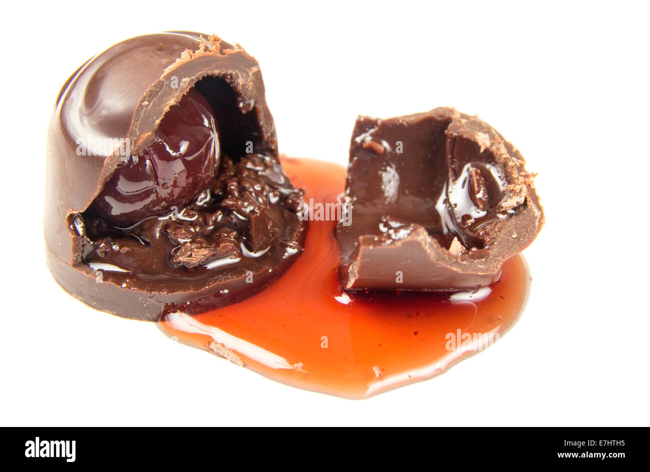 Delicious chocolate candy broken, isolated over white background Stock ...