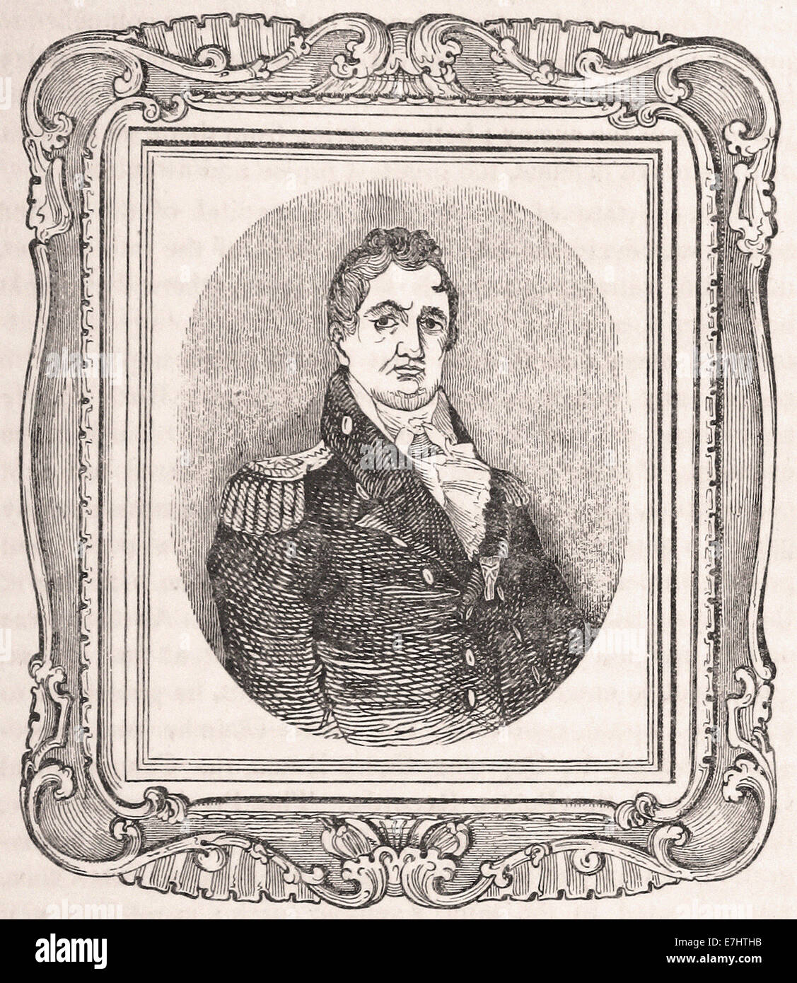 Portait commodore barney engraving xix th century hi-res stock ...