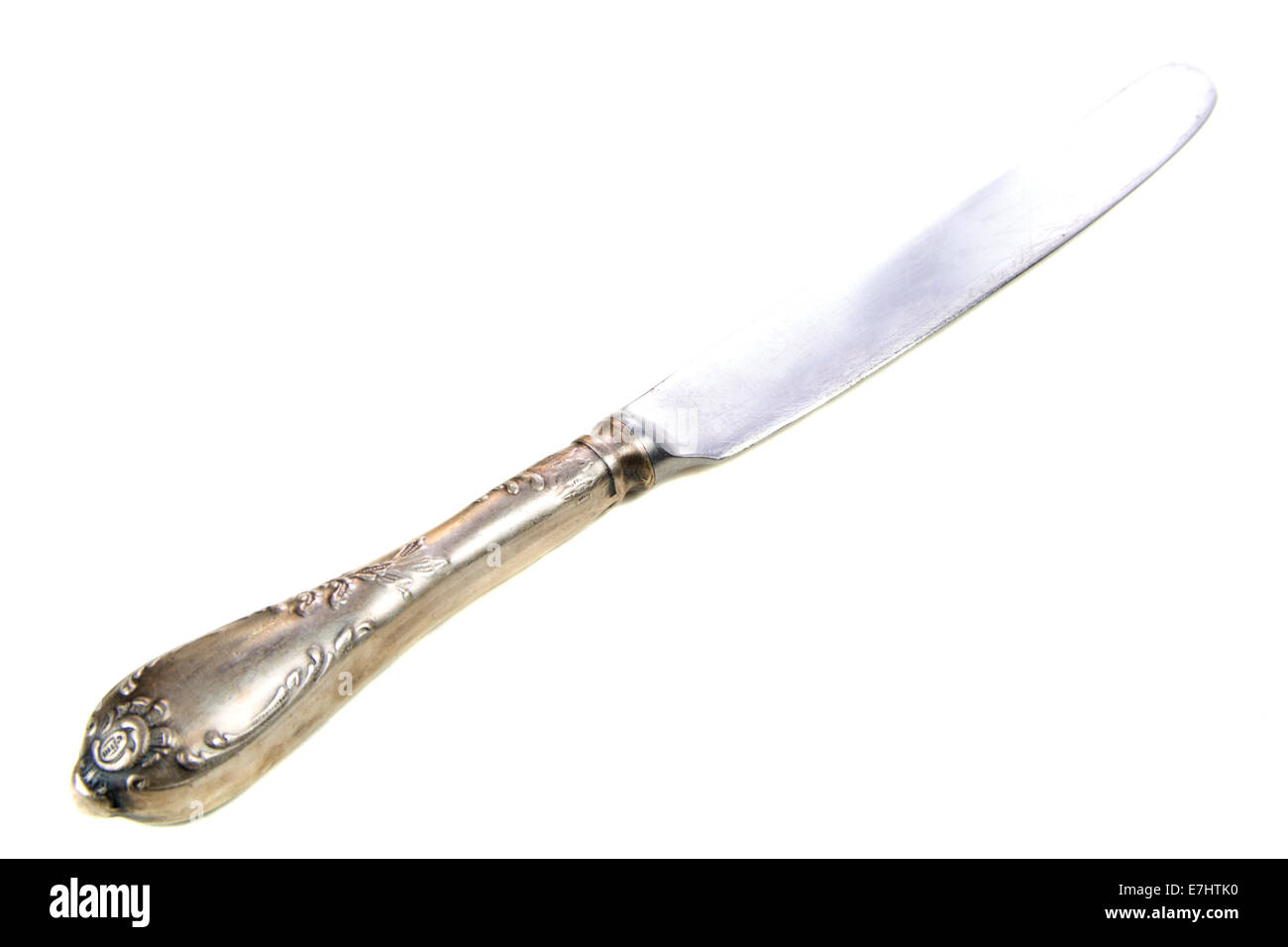 Retro silver knife isolated on white background Stock Photo - Alamy
