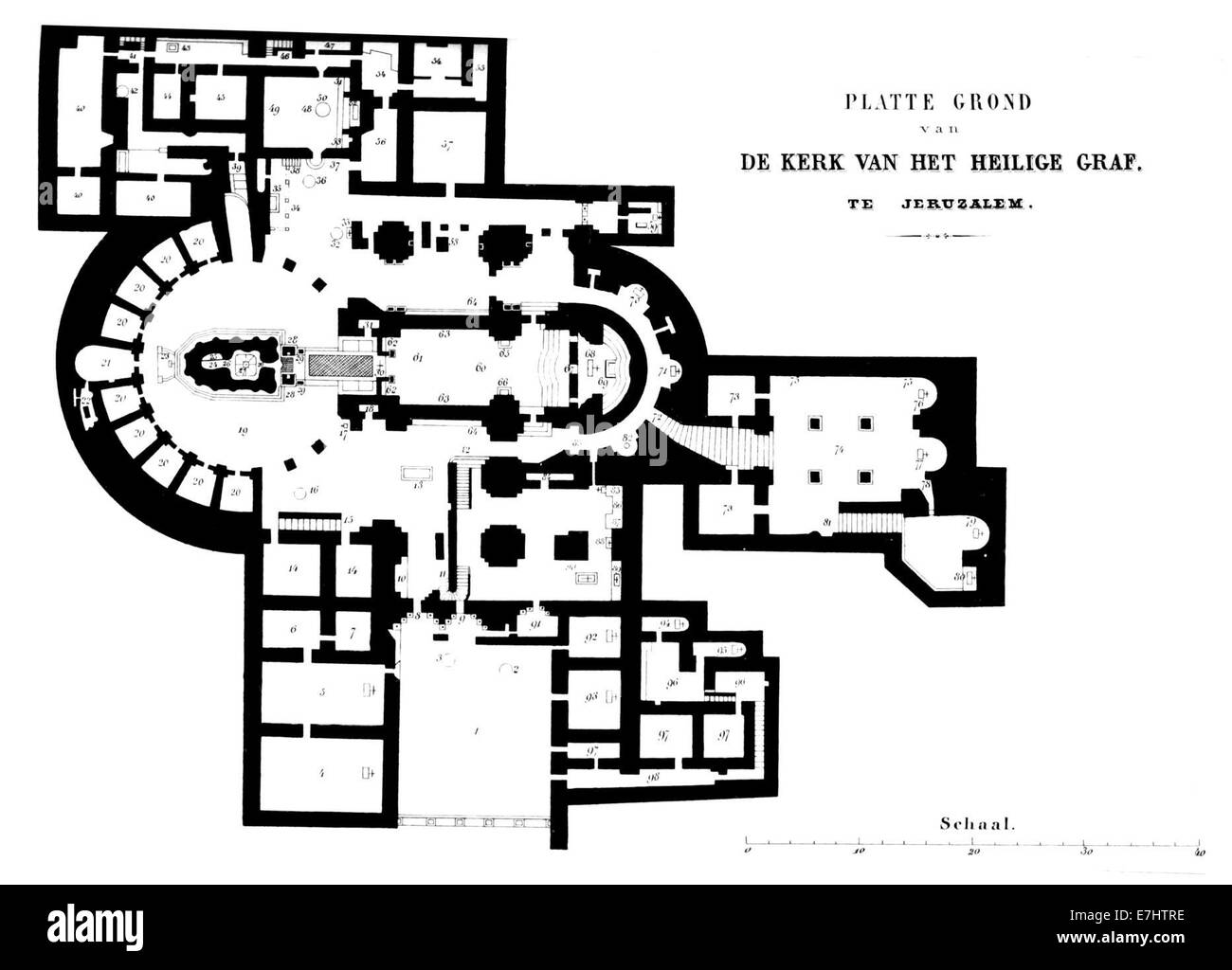 This 1859 map by Conrad shows the floor plan of the Church of the Holy ...