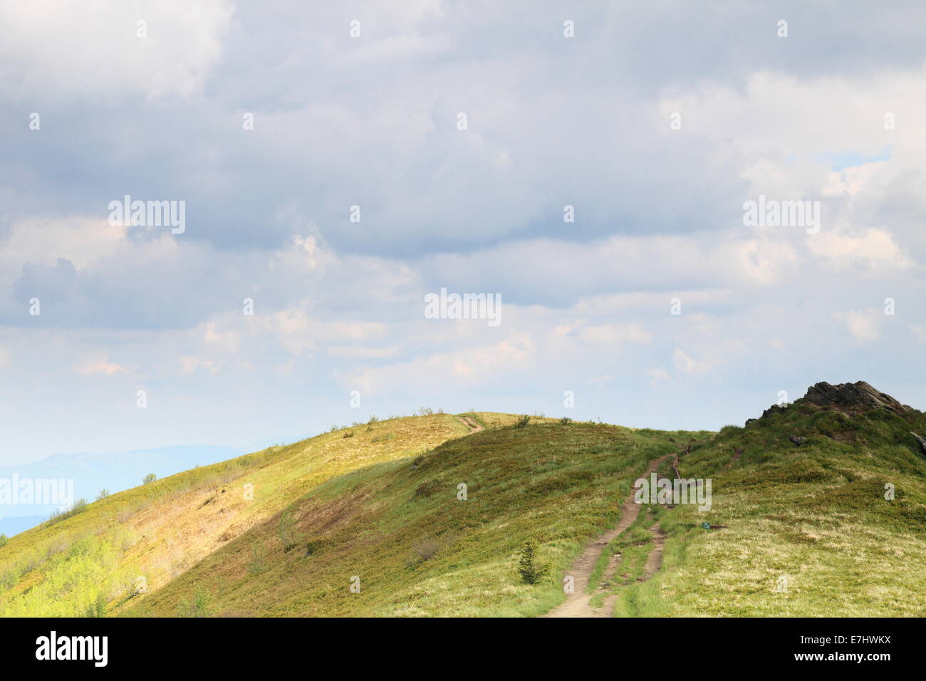 Nature and environment. Beautiful green hills. Mountain landscape in ...