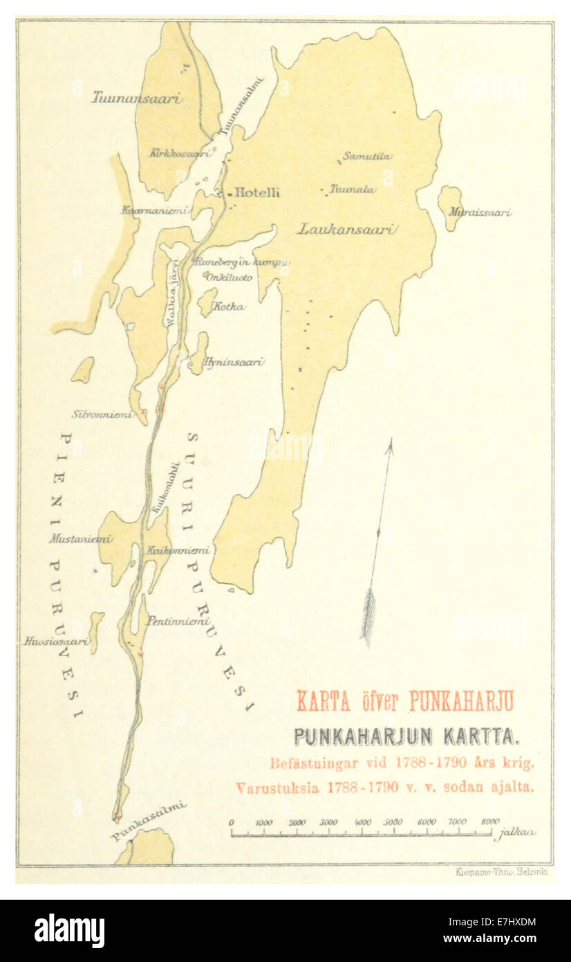 An 1891 map illustration by Ignatius showing the area around Punkaharju ...