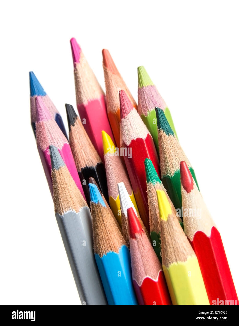 Colour pencils isolated on white background close up Stock Photo - Alamy