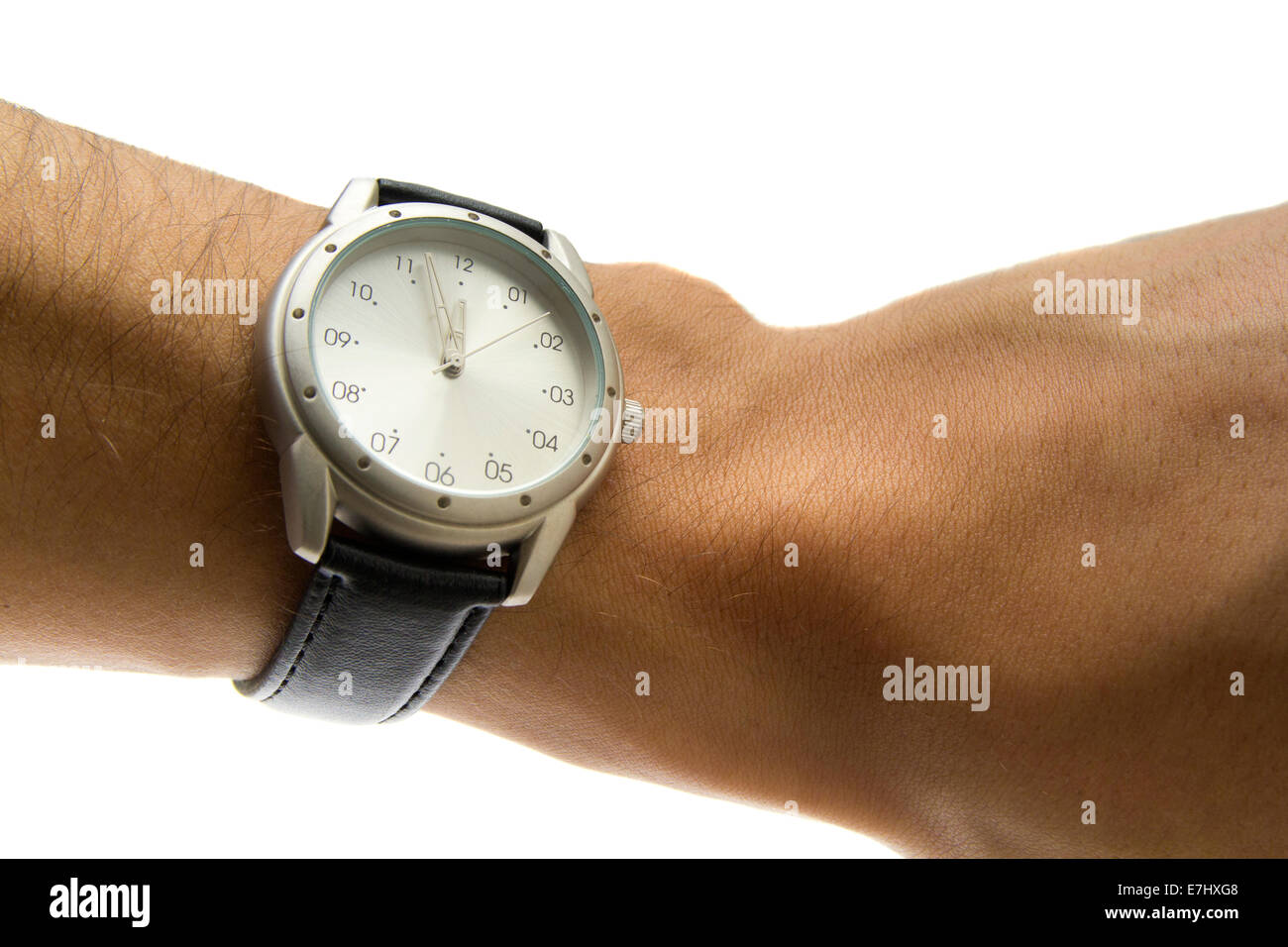 human hand with watch isolated on the white background Stock Photo - Alamy