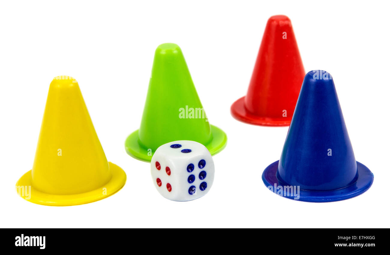 colorful play figures with dice isolated on white background Stock ...