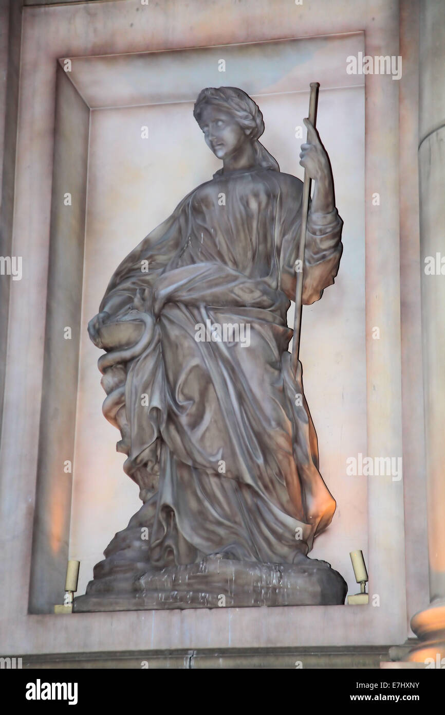 BEAUTIFUL ANCIENT MARBLE STATUE OF WOMEN WEARING A ROBE WITH STAFF ...