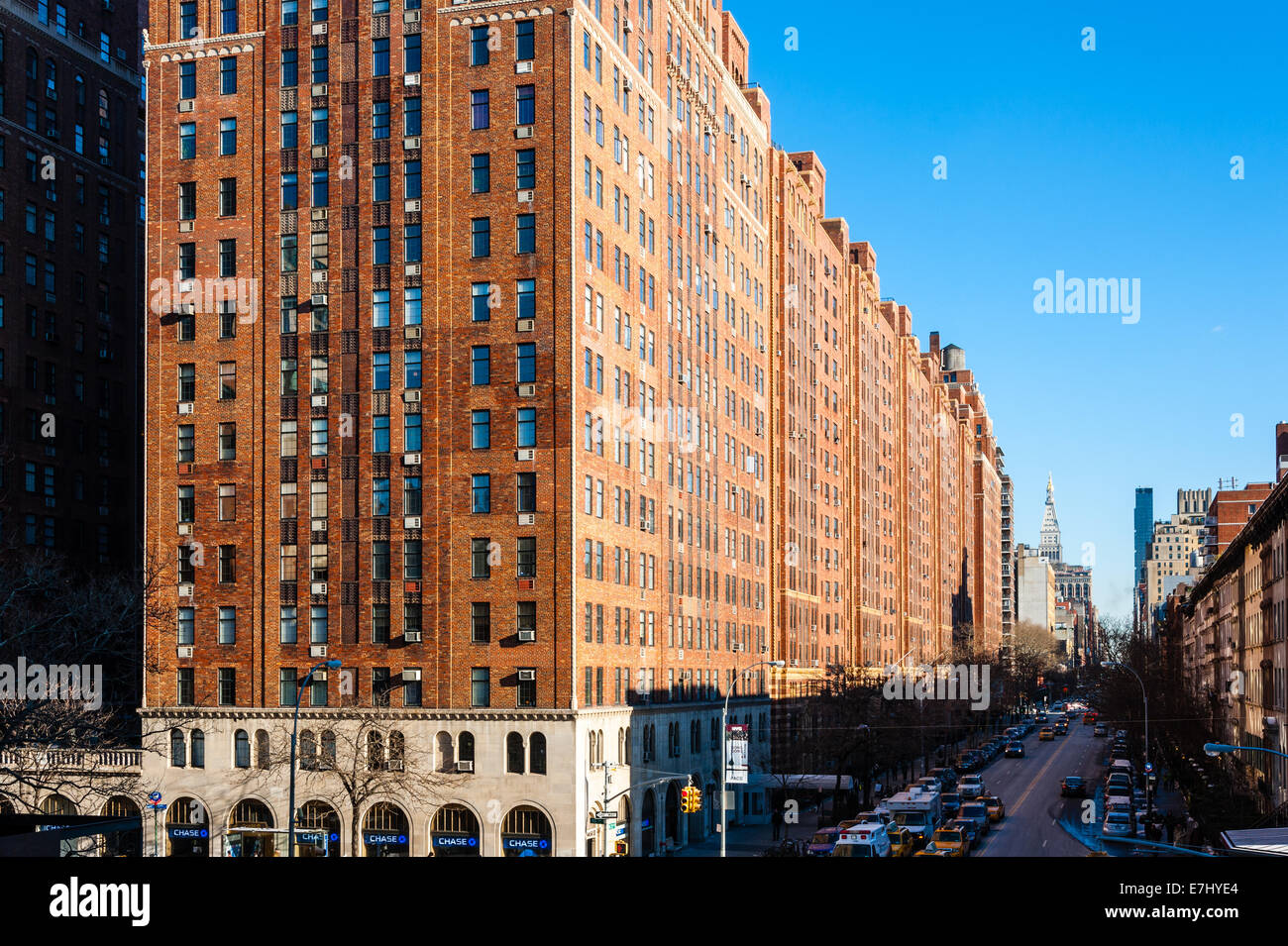 US, New York City. London Terrace. View from the High Line park Stock ...