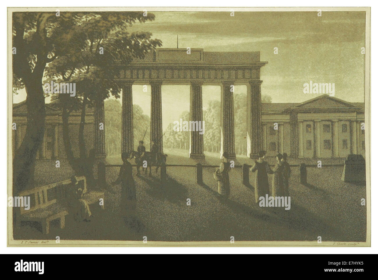 This 1817 illustration by James shows the Brandenburg Gate in Berlin ...