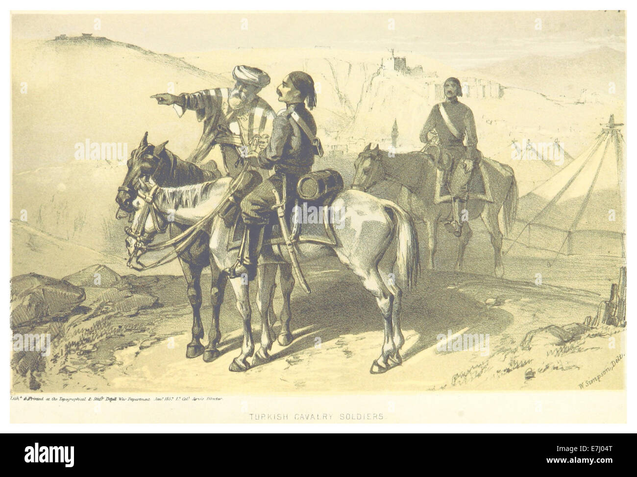 An 1857 illustration by Lake showing Turkish cavalry soldiers in full ...