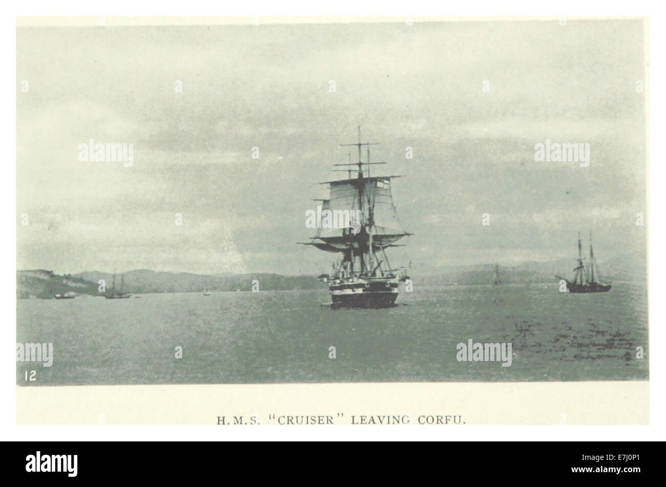 This 1897 image by Lambart captures the H.M.S. Cruiser leaving the port ...