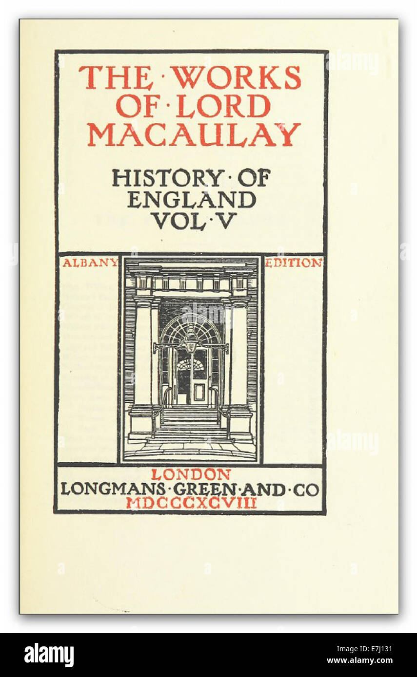 This volume of Macaulay’s work from 1898 features detailed maps and ...