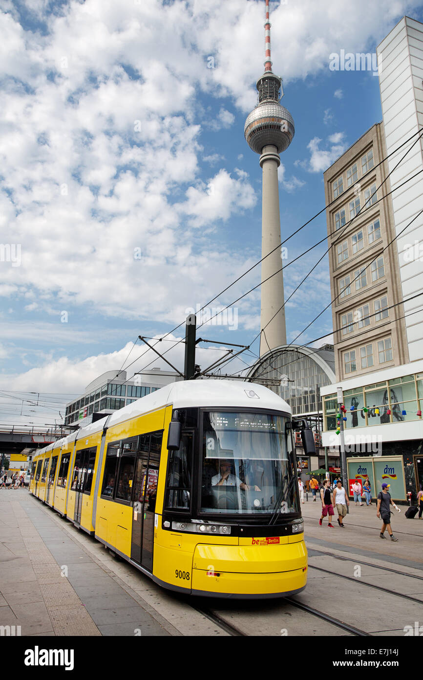 A tram running through Alexanderplatz, Berlin, Germany Stock Photo - Alamy