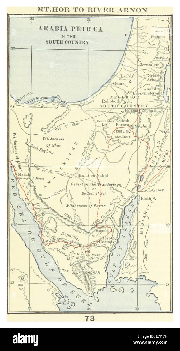 An 1899 map and illustration of the region from Mount Hor to the River ...