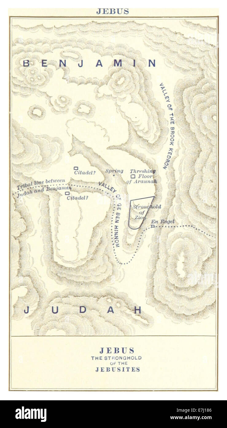 An 1899 illustration and map from *MACCOUN*, showing Jebus, the ancient ...