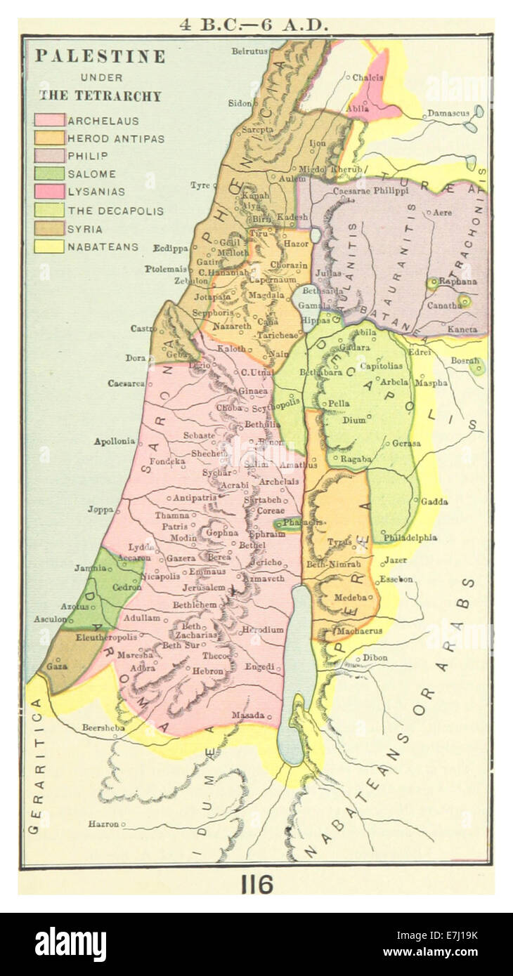 A map and illustration from MacCoun (1899), detailing Palestine during ...