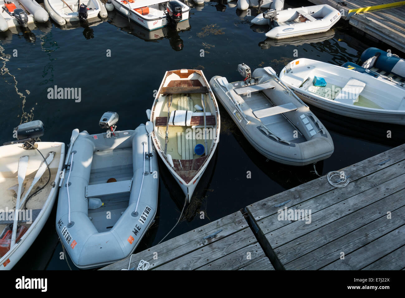 Small boats docked at public harbor, Castine, Maine, USA Stock Photo ...