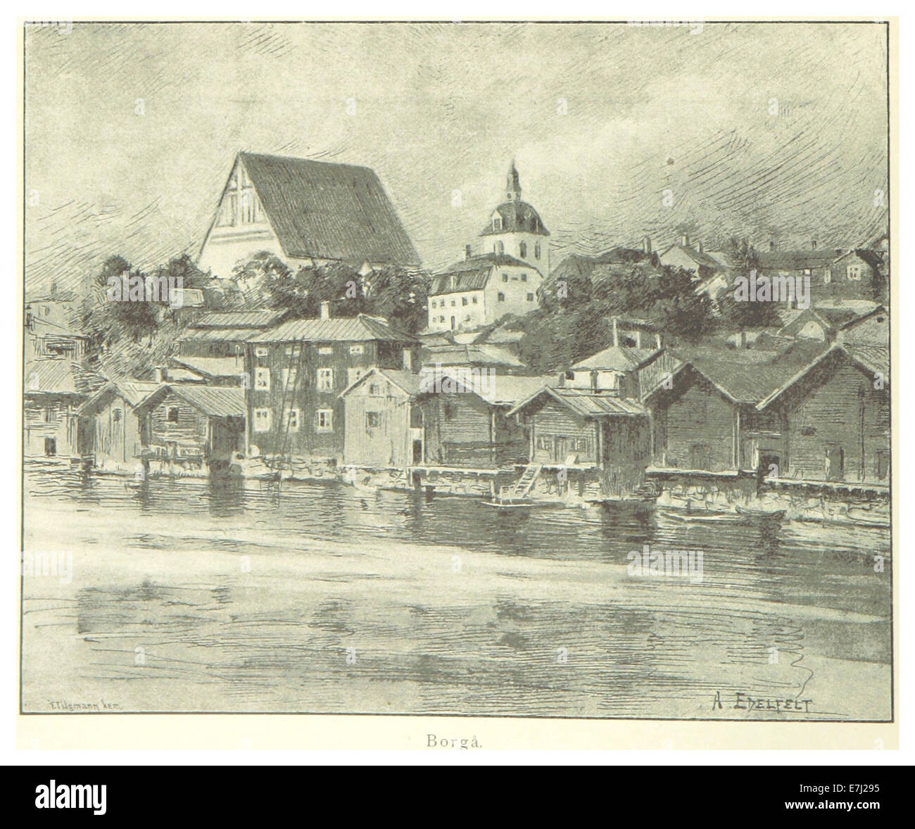 An 1894 map and text from Mechelin, detailing Porvoo, Finland (Borgå in ...