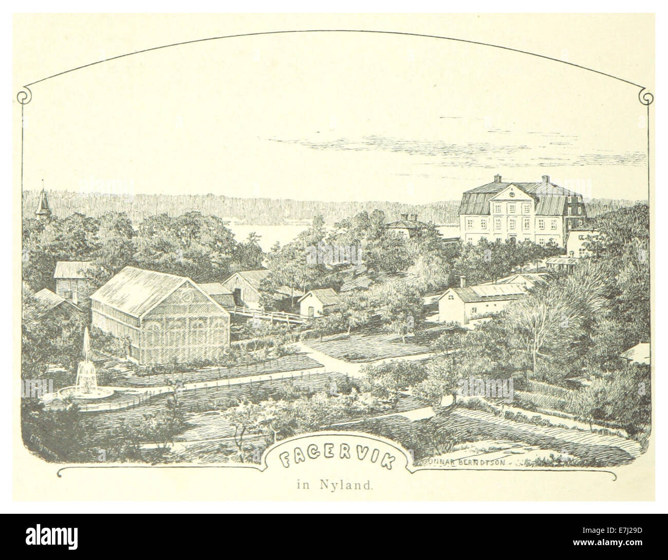 This 1894 map and illustration by Mechelin presents Fagervik in Nyland ...