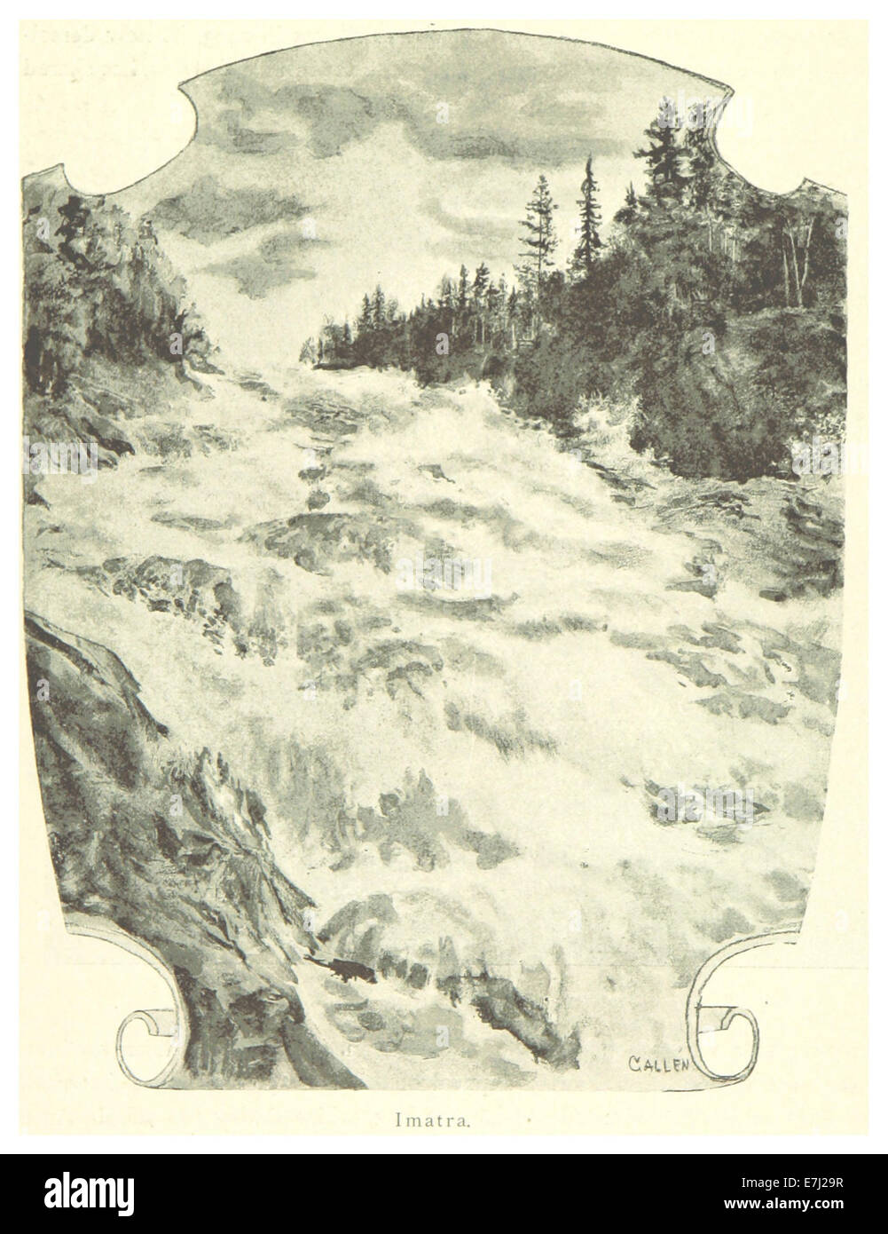 This 1894 illustration by Mechelin depicts the town of Imatra, located ...