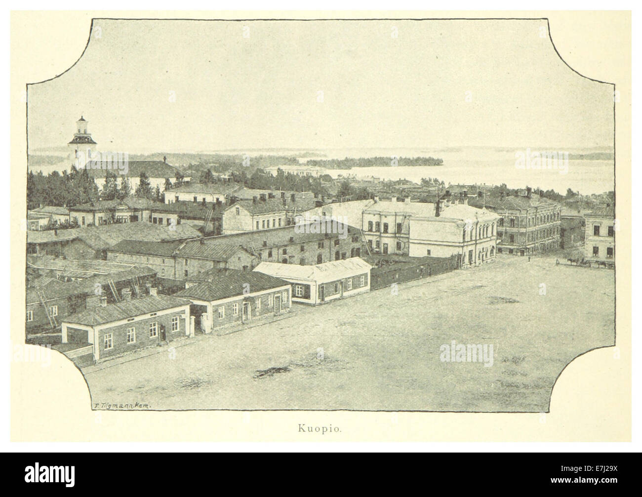This 1894 map illustration by Mechelin depicts the city of Kuopio ...