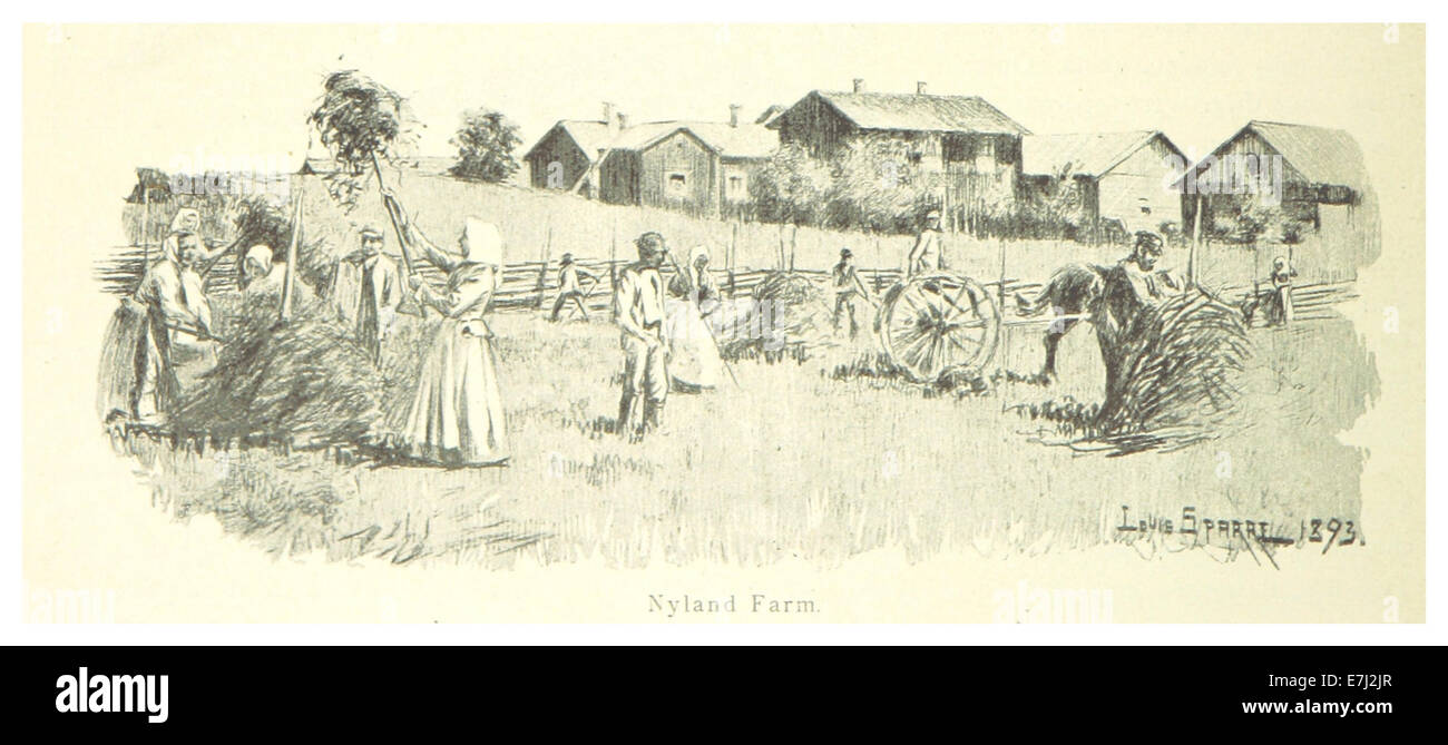 This 1894 illustration by Mechelin depicts Nyland farm, showcasing the ...