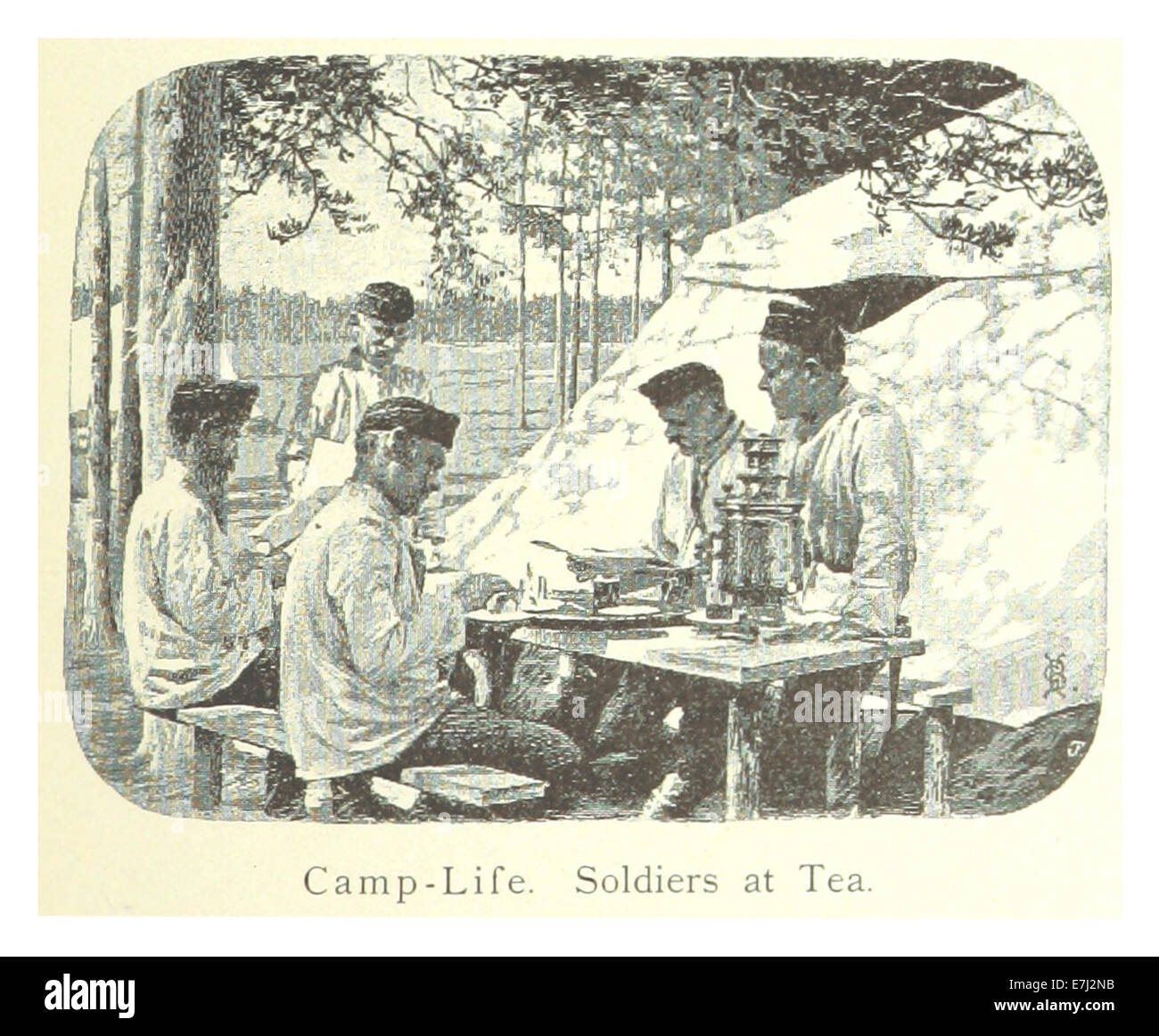 This 1894 illustration by Mechelin depicts the daily life of soldiers ...