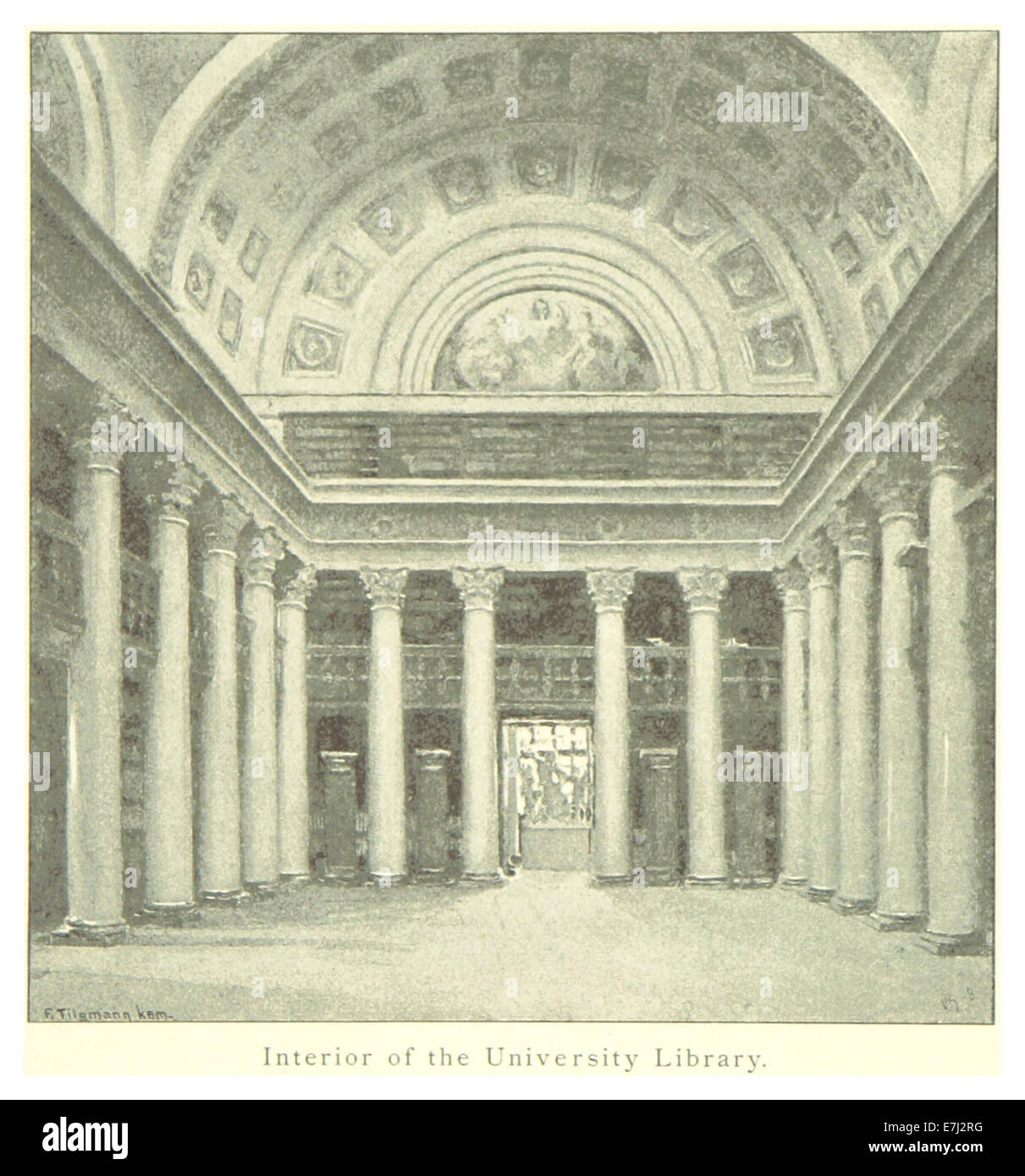 An 1894 illustration depicting the interior of a library in Helsinki ...