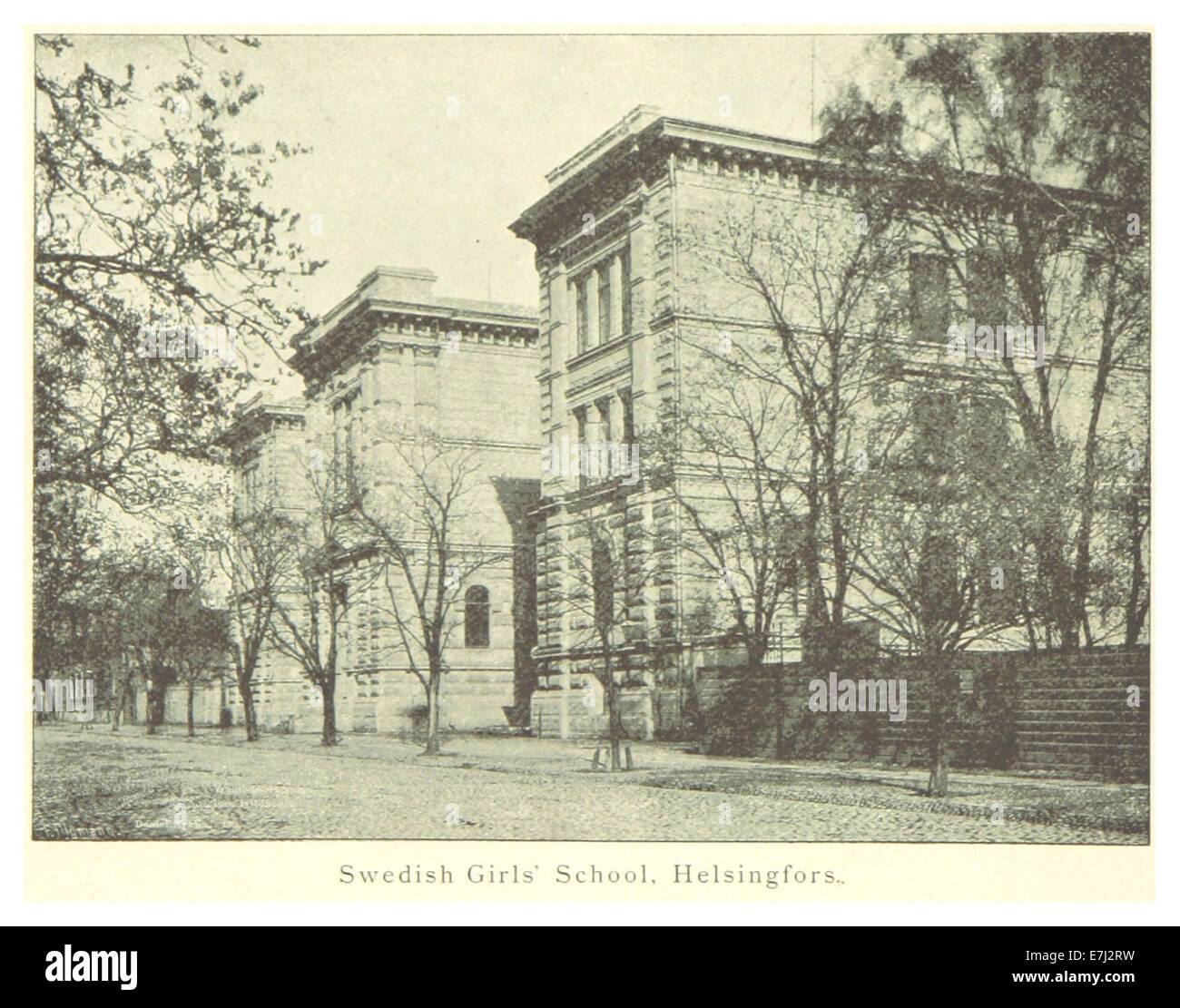 An 1894 illustration by Mechelin depicting the Swedish Girl's School in ...