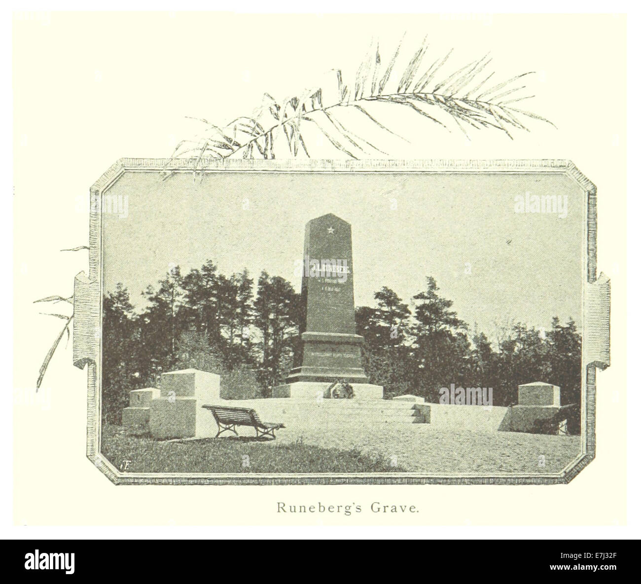An 1894 illustration of Runeberg’s Grave, located in Finland, honoring ...