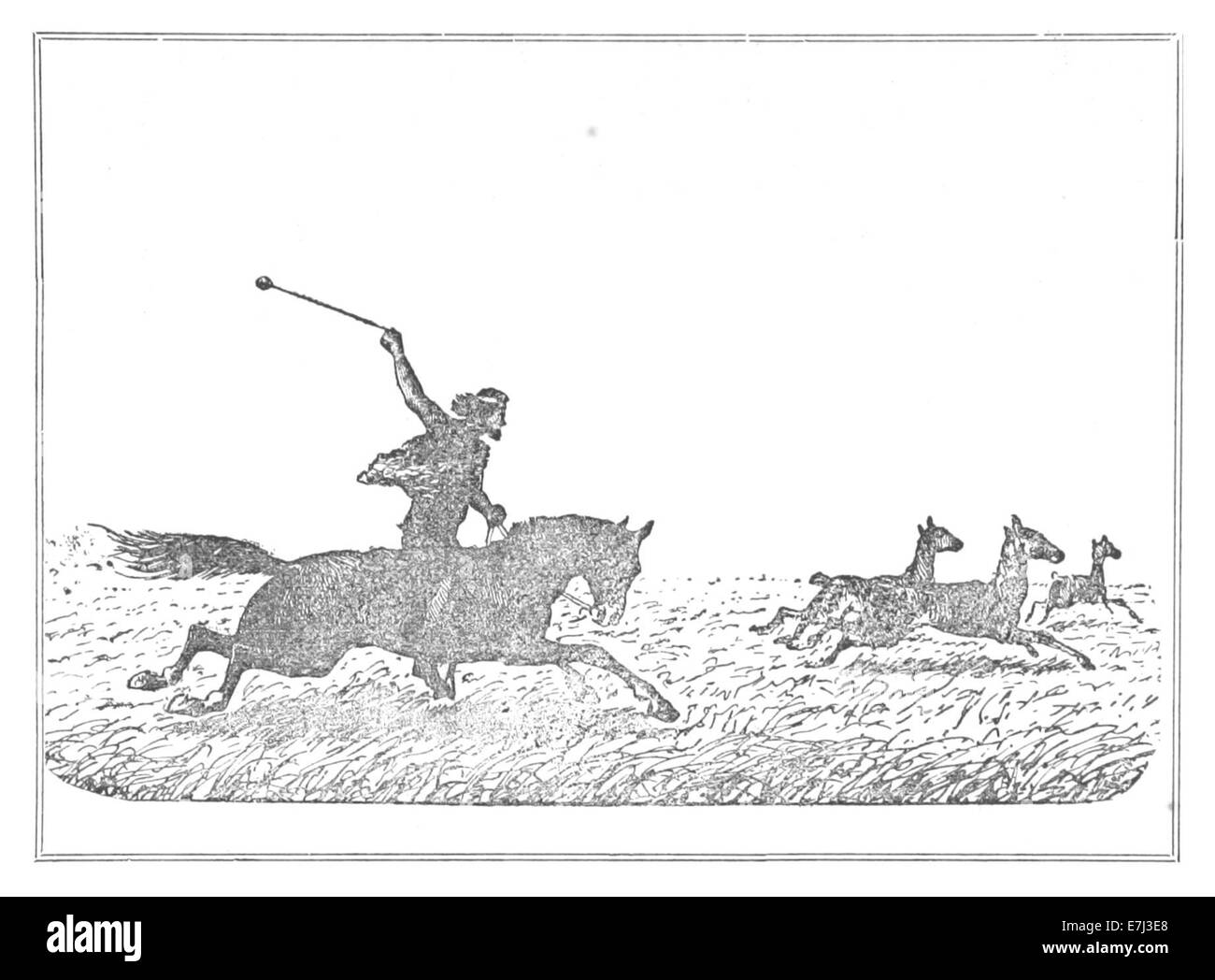 A 1879 illustration of guanaco hunting by Francisco Moreno, depicting ...