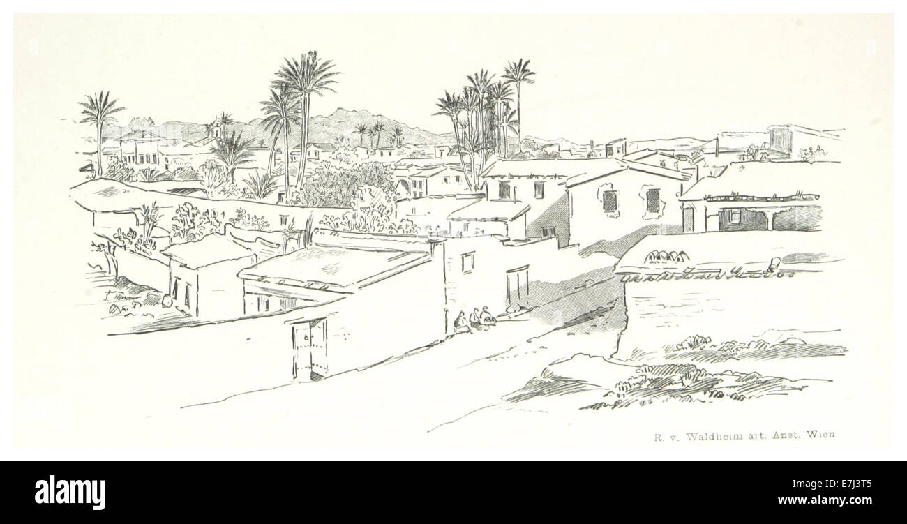 An 1881 map and illustration showing a view of Lefkosia (Nicosia) from ...